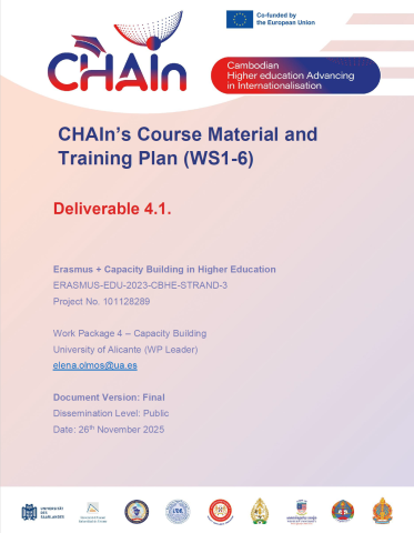 D4.1. CHAIn’s Course Material and Training Plan (WS1-6) | CHAIN